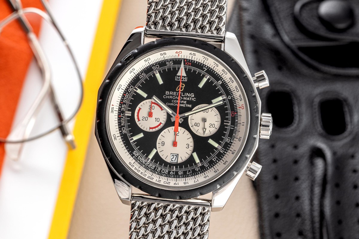 Breitling Chrono-Matic chronograph steel automatic Kal. B14 Ref. A14360 ...